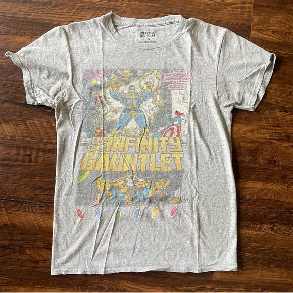 Marvel | Shirts | Marvel Mens Infinity Gauntlet Graphic Gray Short ...